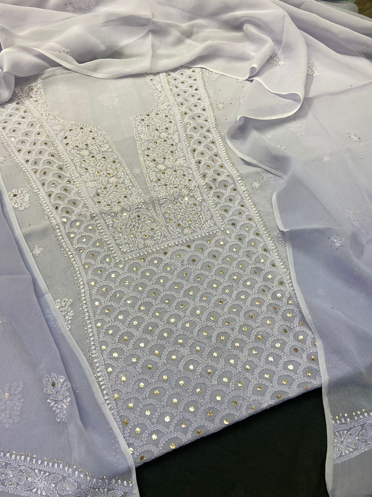 Lucknow chikankari and mukesh work 2pc suit – HolyThread India