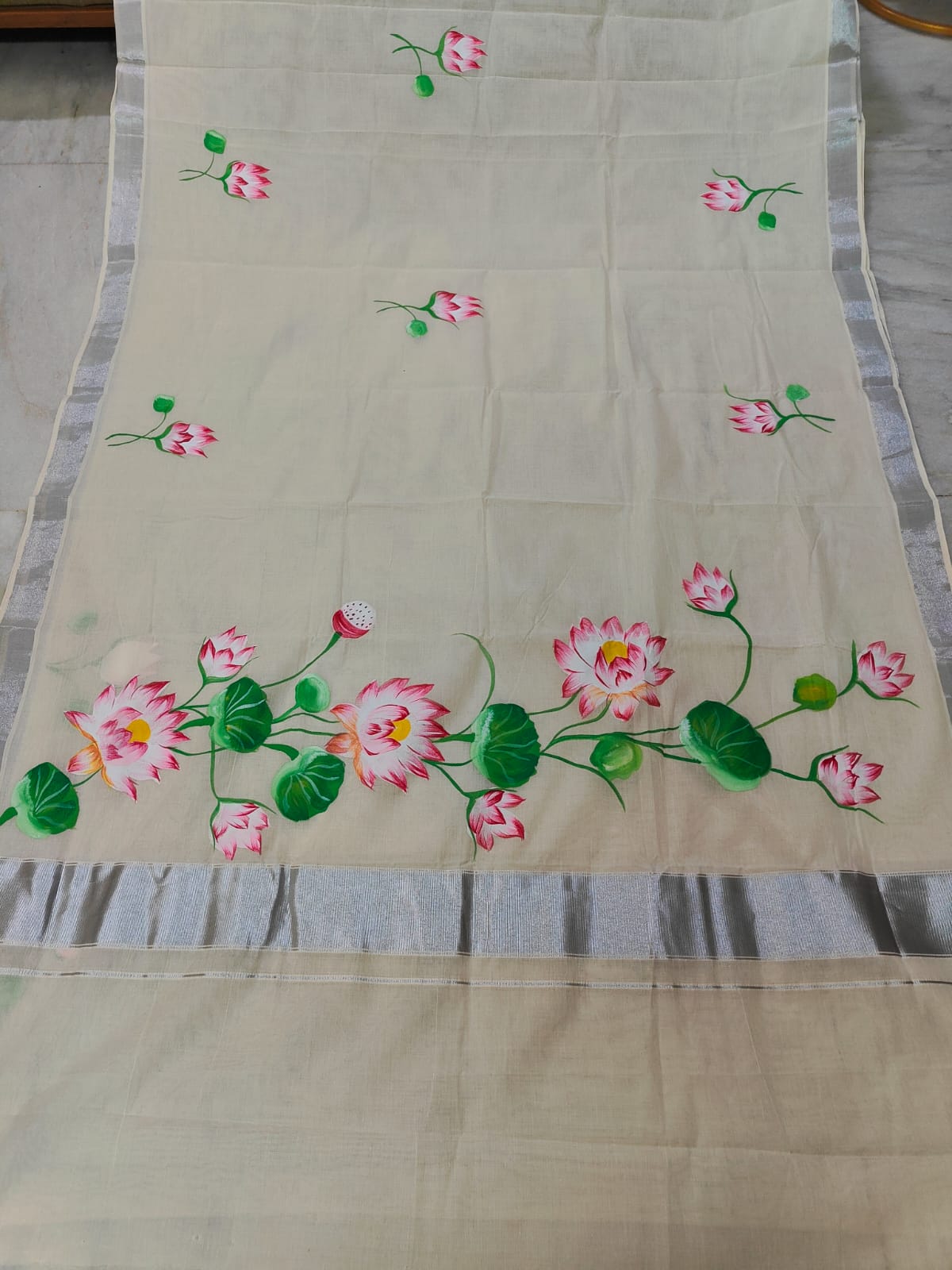 Pure kerela cotton handpainted Sari. – HolyThread India