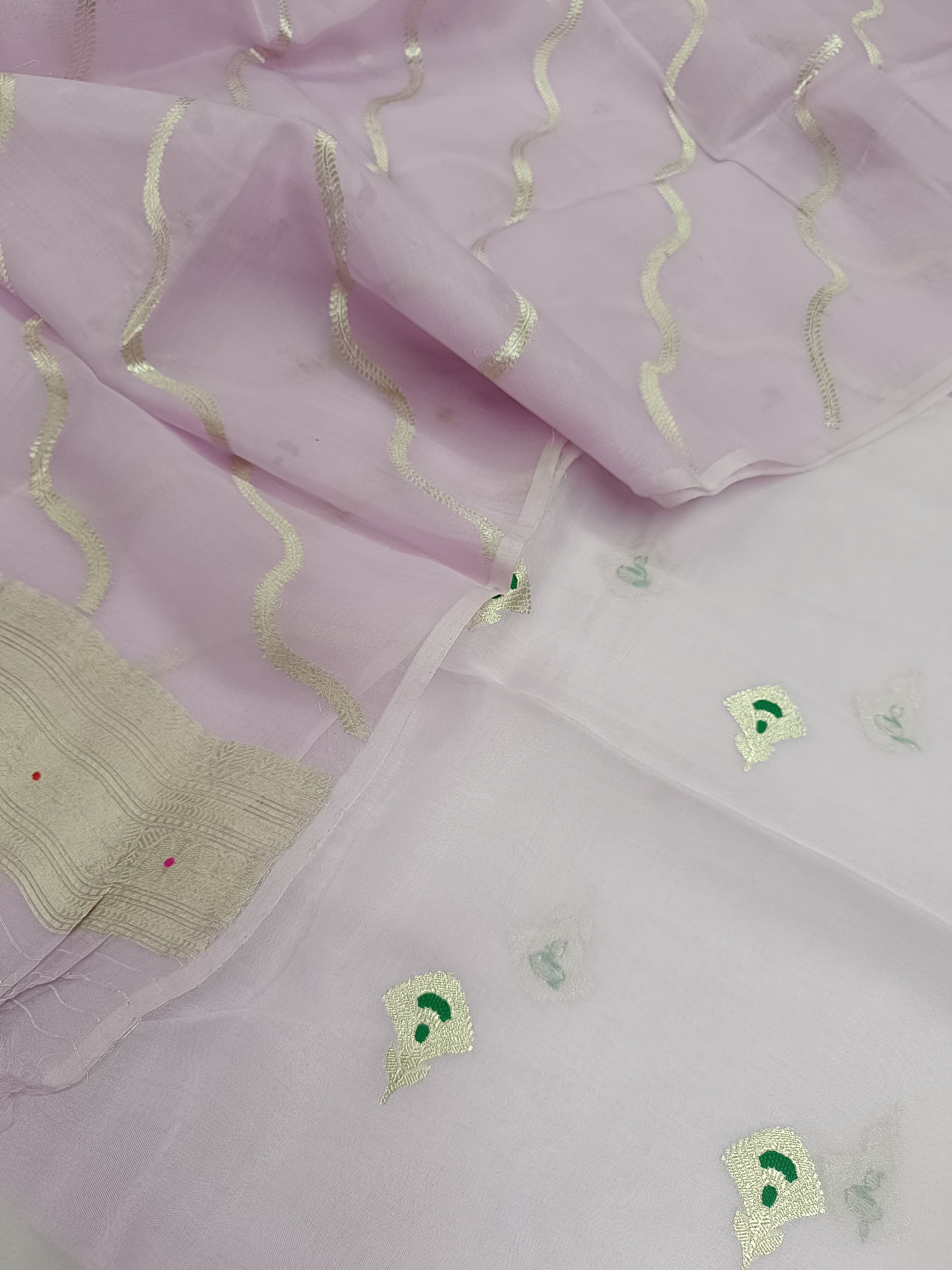 Pure kora silk suit in pink – HolyThread India