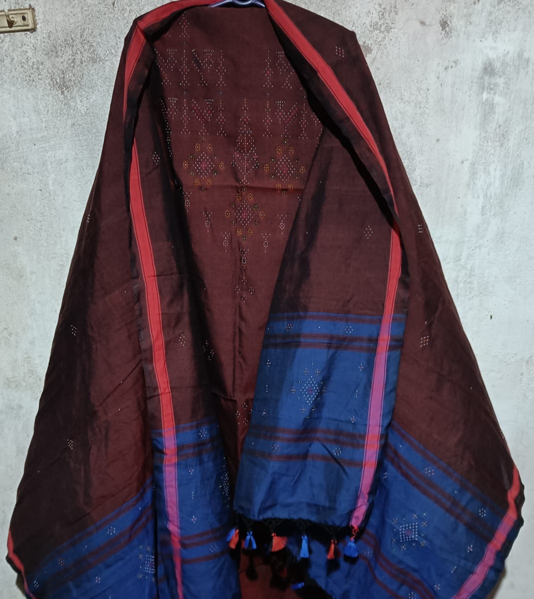 Pure handloom soft cotton tangaliya work suit in brown – HolyThread India