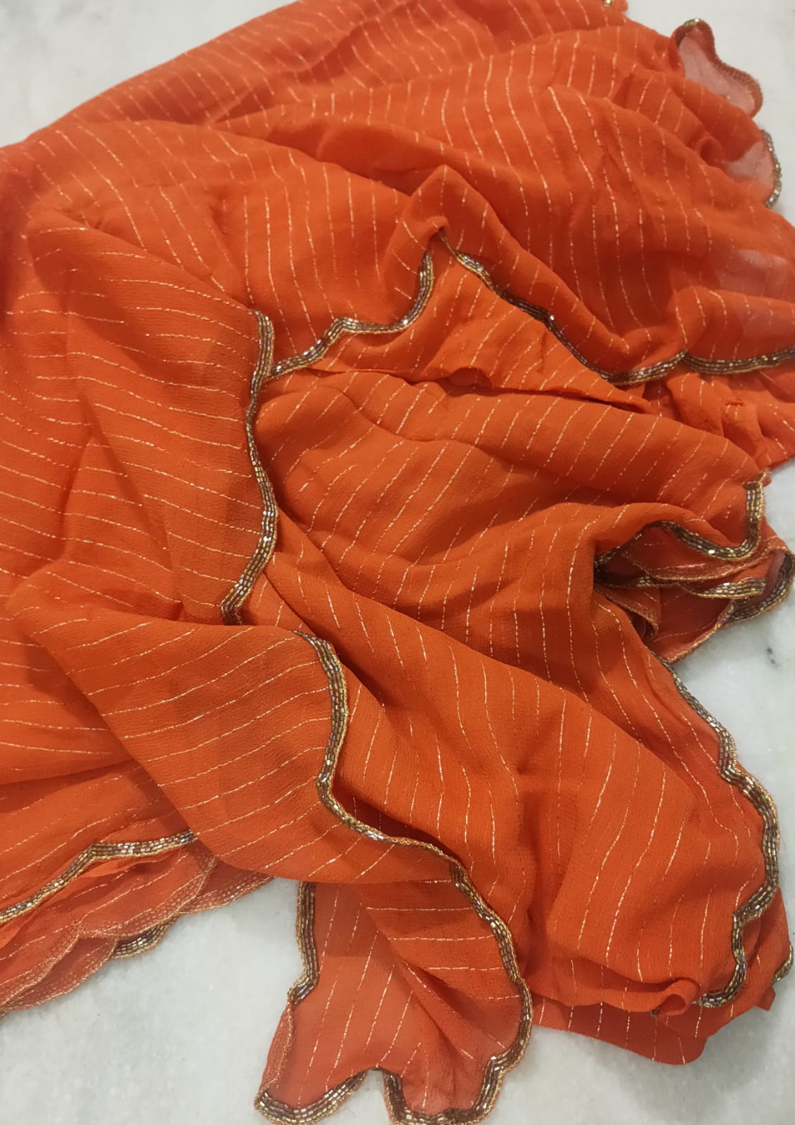 Pure georgette zardoshi handwork saree – HolyThread India